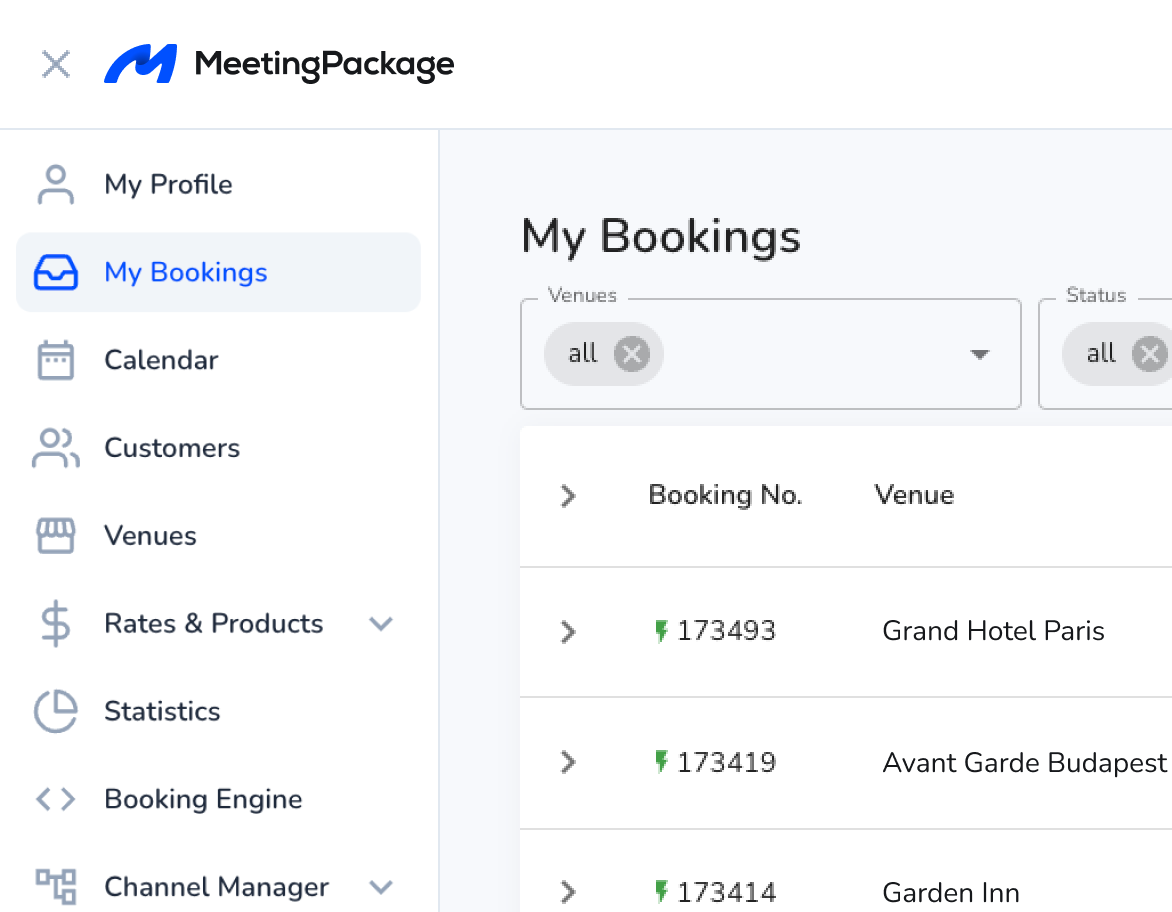 Booking Engine for Meetings & Events sales | MeetingPackage