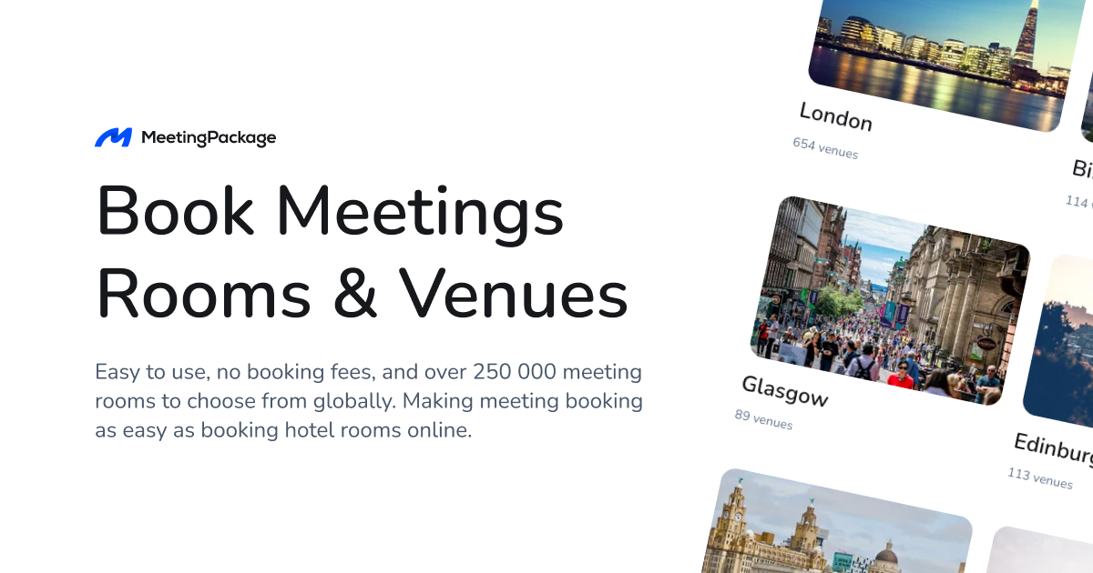 Book meeting rooms as easily as hotel rooms for | MeetingPackage